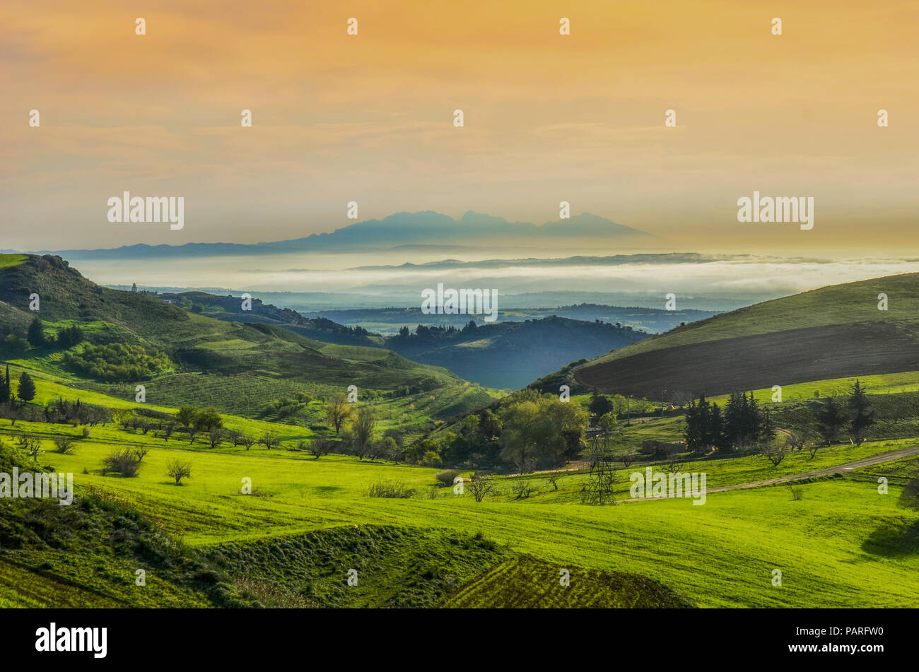 MEDEA, ALGERIA - March 2017: landscape in sunrise with clouds captured ...