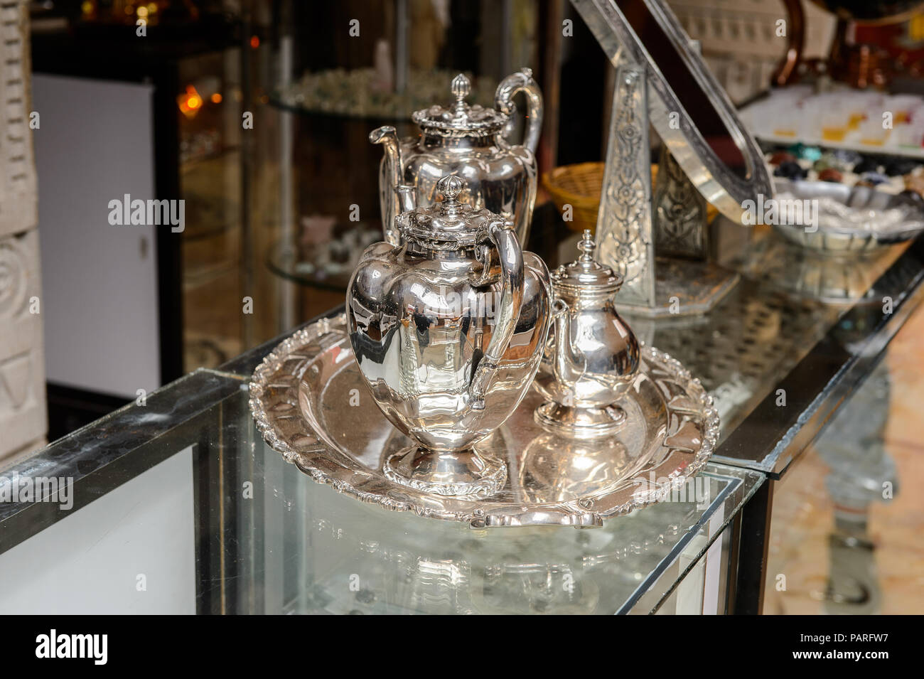 MEXICO CITY, MEX - OCT 27, 2016: Interior of a Souvenir shop with the ...