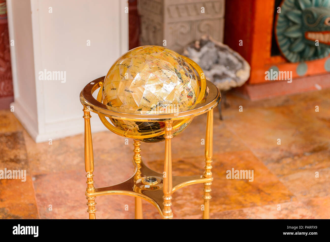 MEXICO CITY, MEX - OCT 27, 2016: Interior of a Souvenir shop with the ...