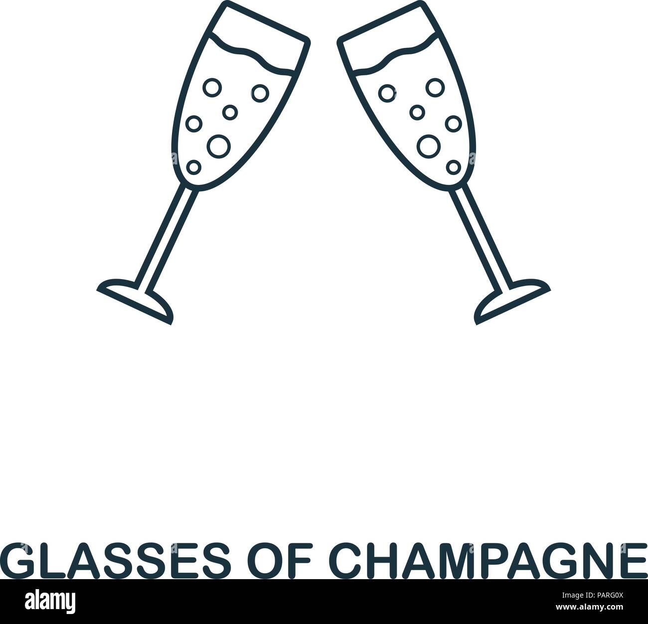 Glasses Of Champagne icon. Outline style icon design. UI. Illustration ...