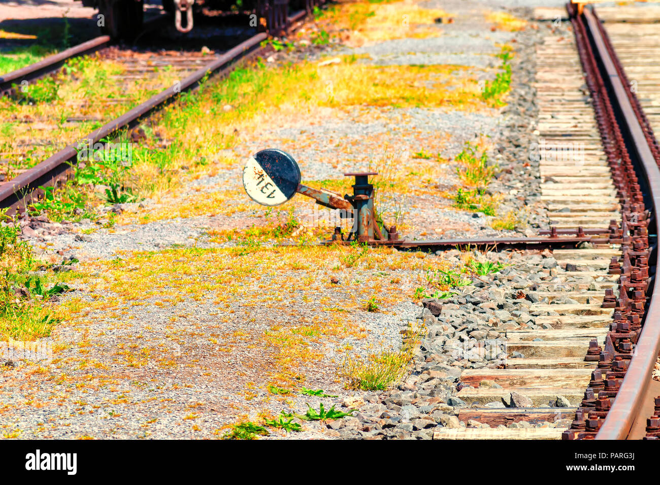 Railway signal and railway turnout signal at the intersection of ...