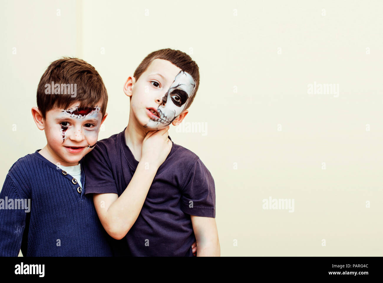 zombie apocalypse kids concept. Birthday party celebration facepaint on ...