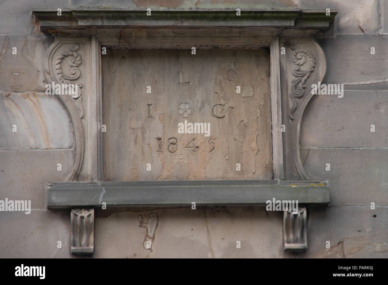 Street signs and information boards in the Lancashire city town of ...