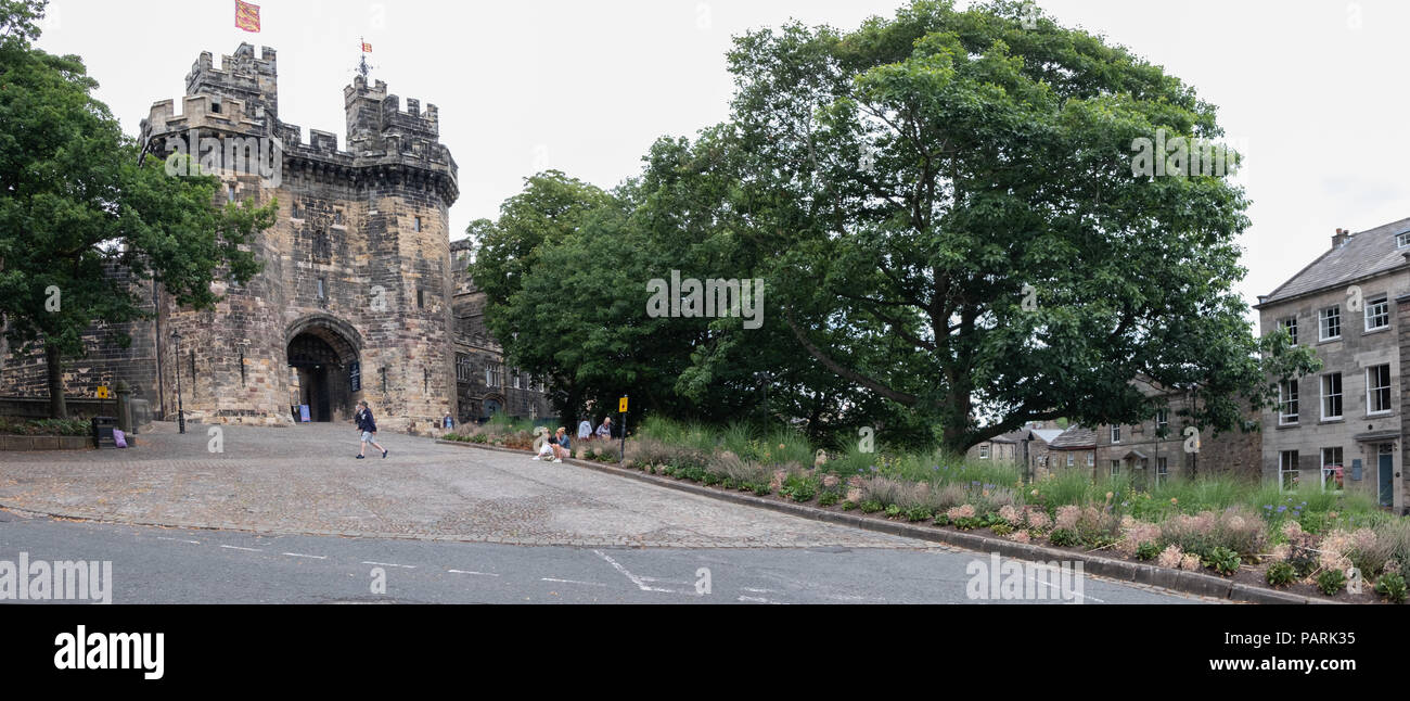 Panorama of the gate house of Lancaster Castle in the city of Lancaster ...