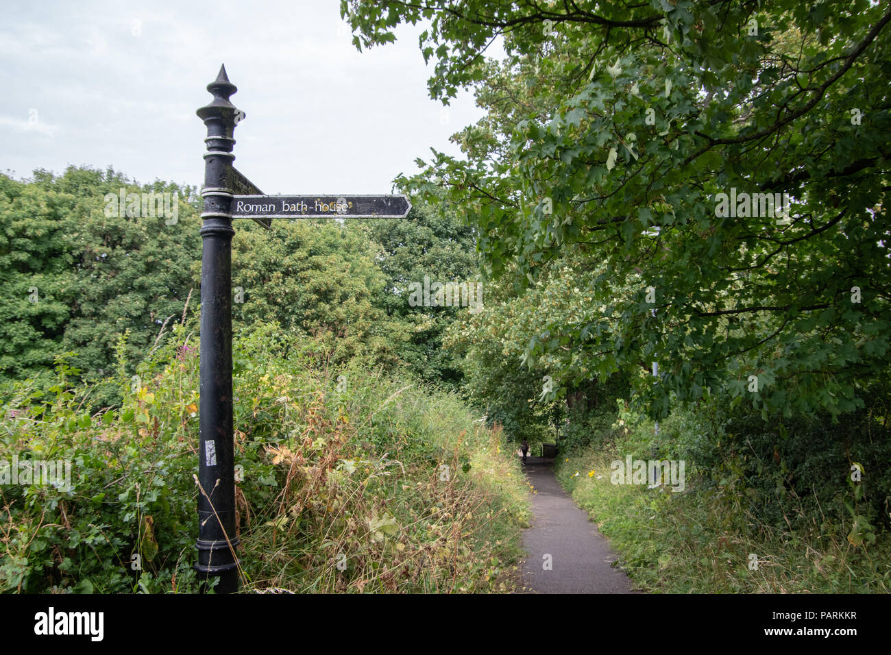 Street signs and information boards in the Lancashire city town of ...