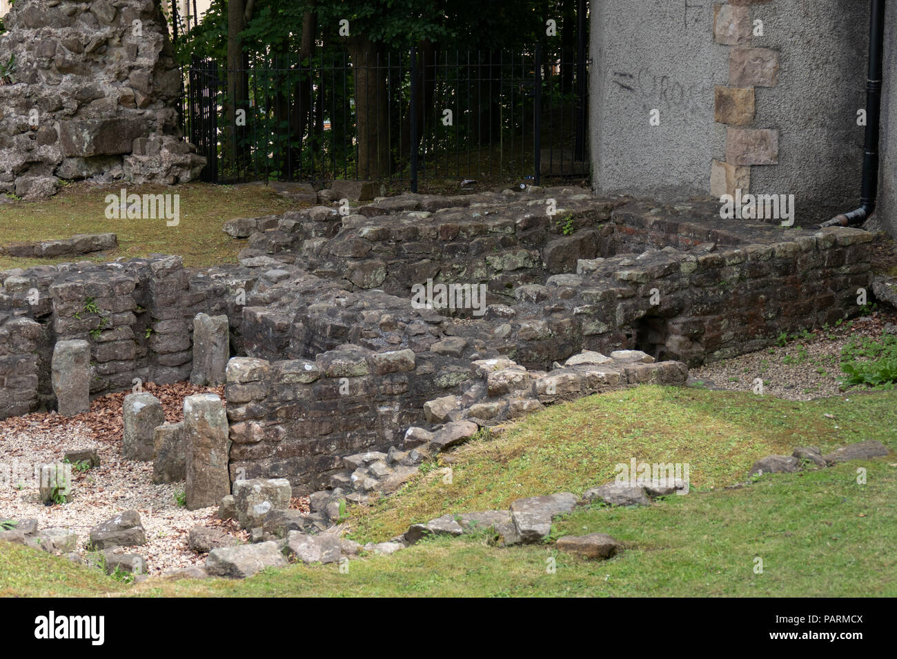 The ruins of the Roman Bath House in Lancaster city centre, close to ...