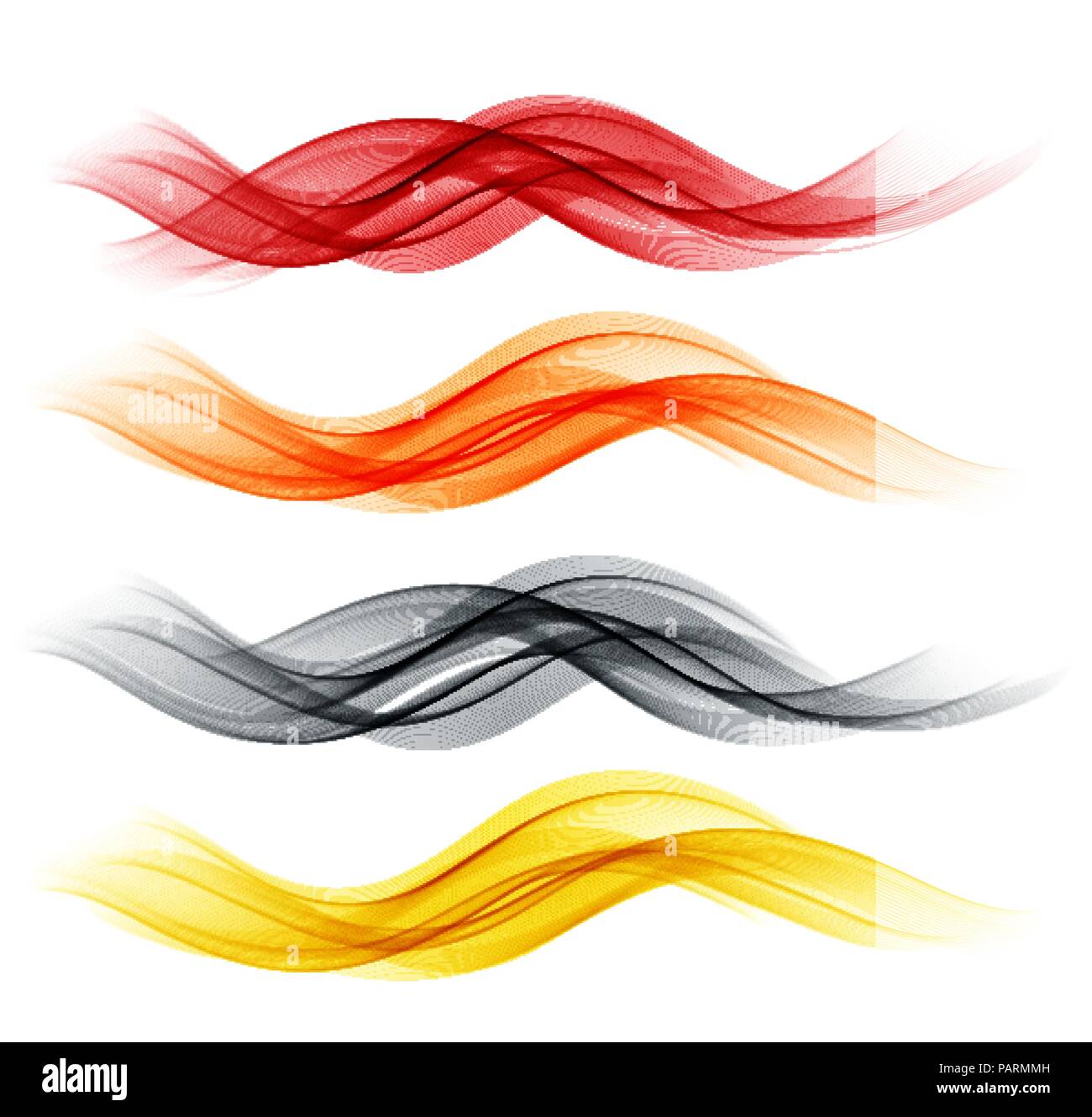 set of abstract color wave smoke transparent wavy design Stock Vector ...