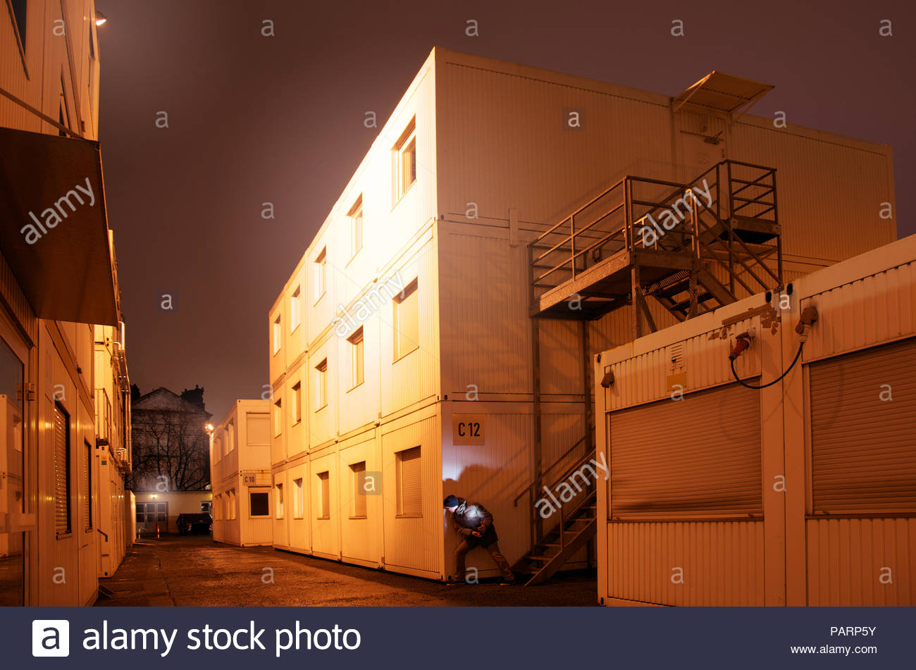 Exterior Shot Office Building Night Stock Photos & Exterior Shot Office ...