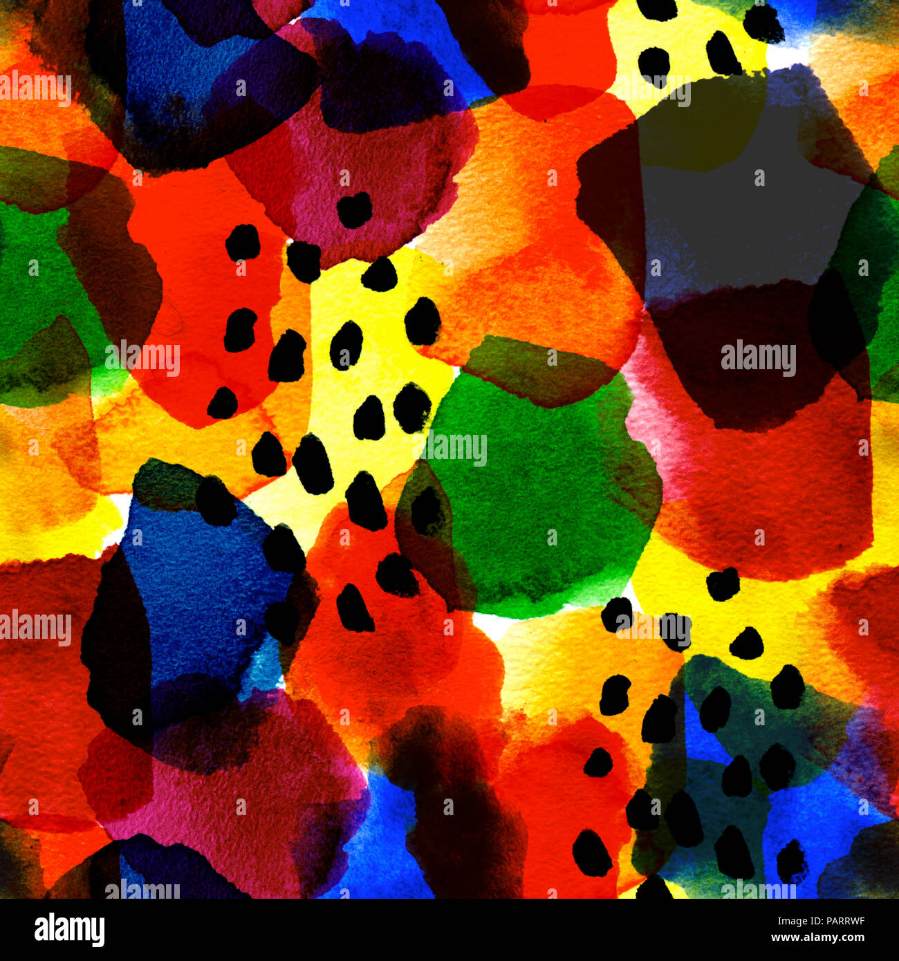 Seamless watercolour abstract spots and dots colourful pattern Stock ...