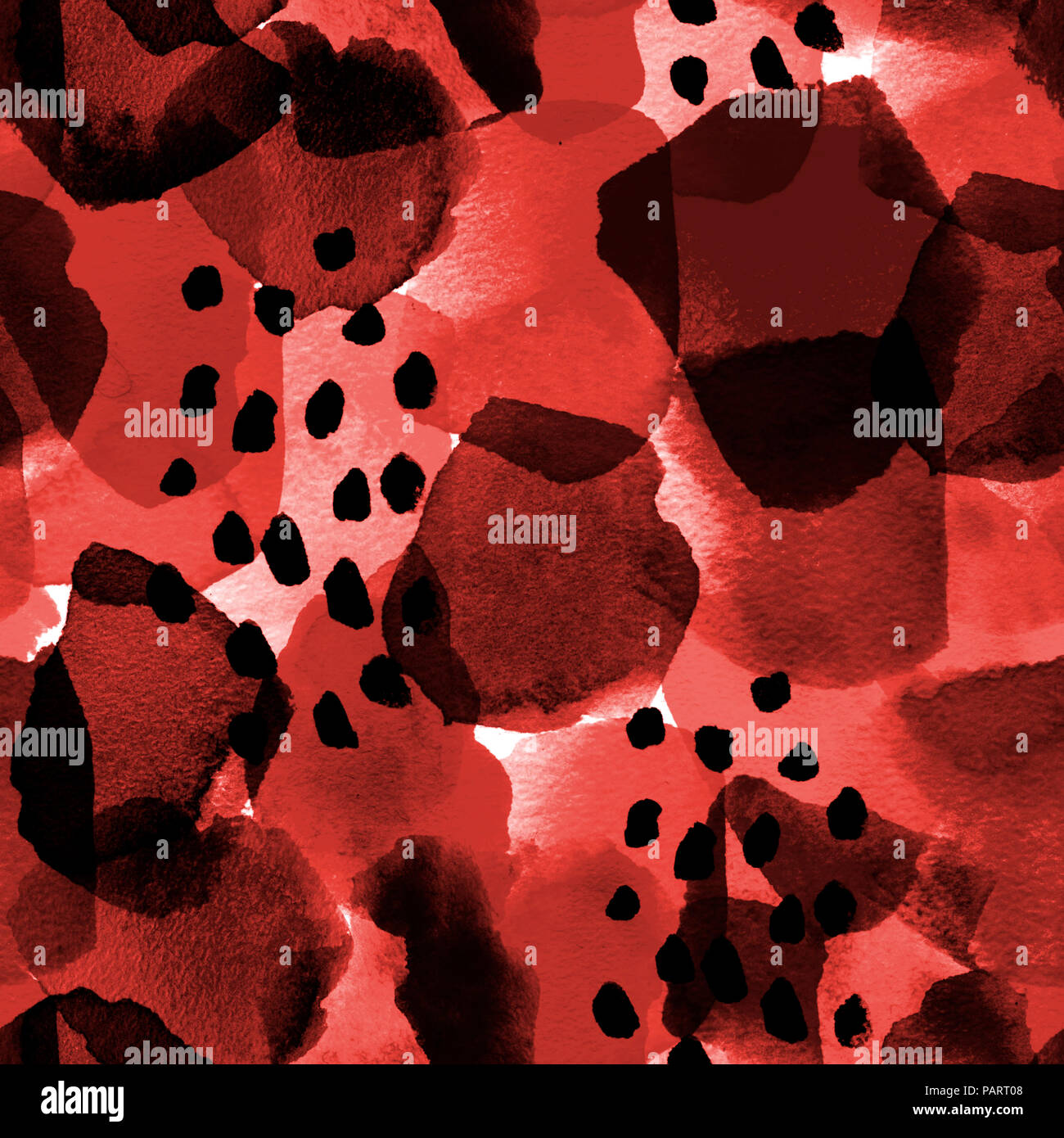 Seamless watercolour abstract spots and dots red pattern Stock Photo ...