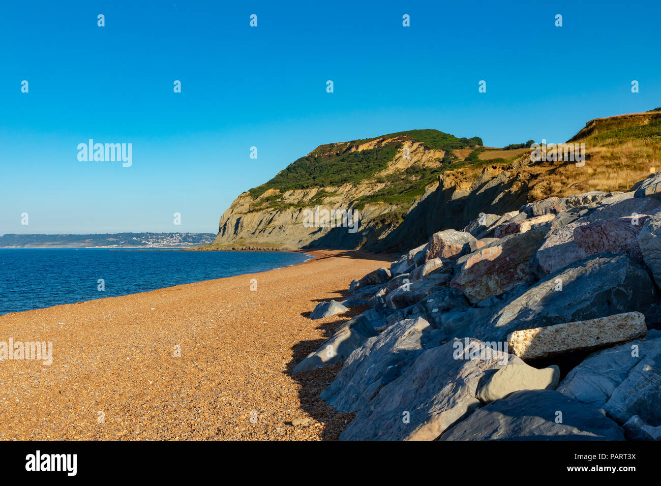Seatown Dorset England July 24, 2018 View of Golden Cap, the highest ...