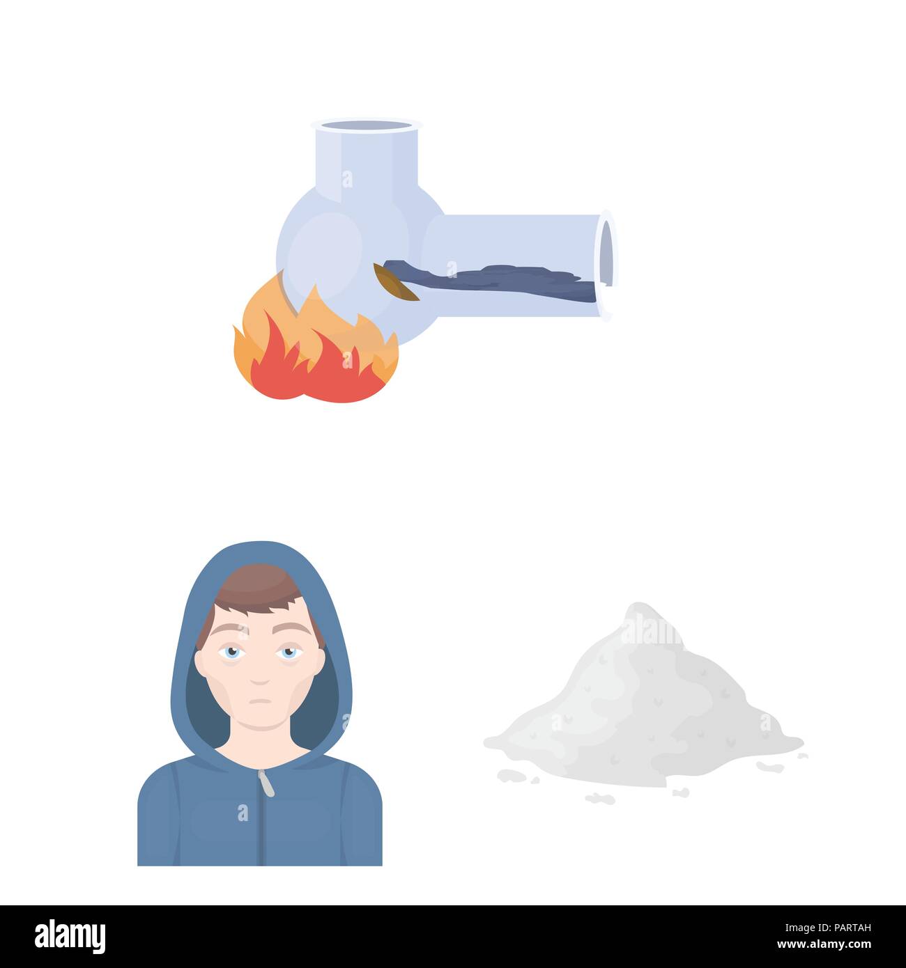 Drug addiction and attributes cartoon icons in set collection for ...