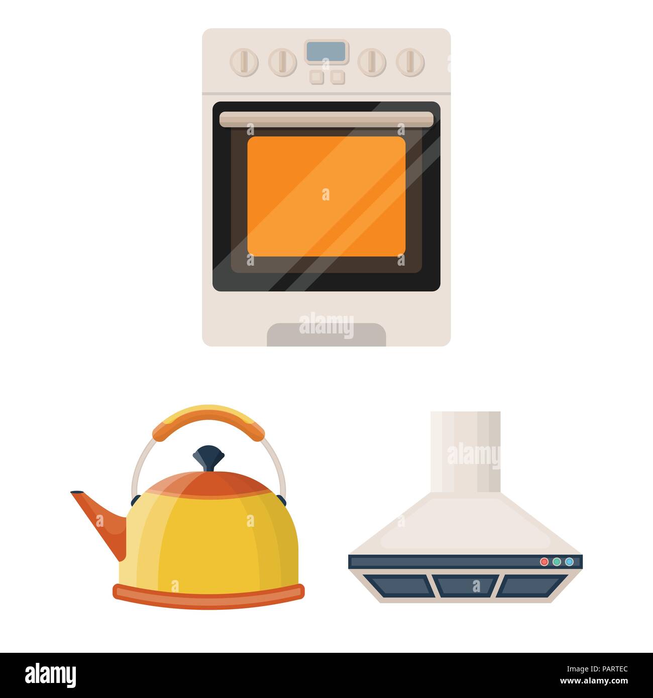 Kitchen equipment cartoon icons in set collection for design. Kitchen ...