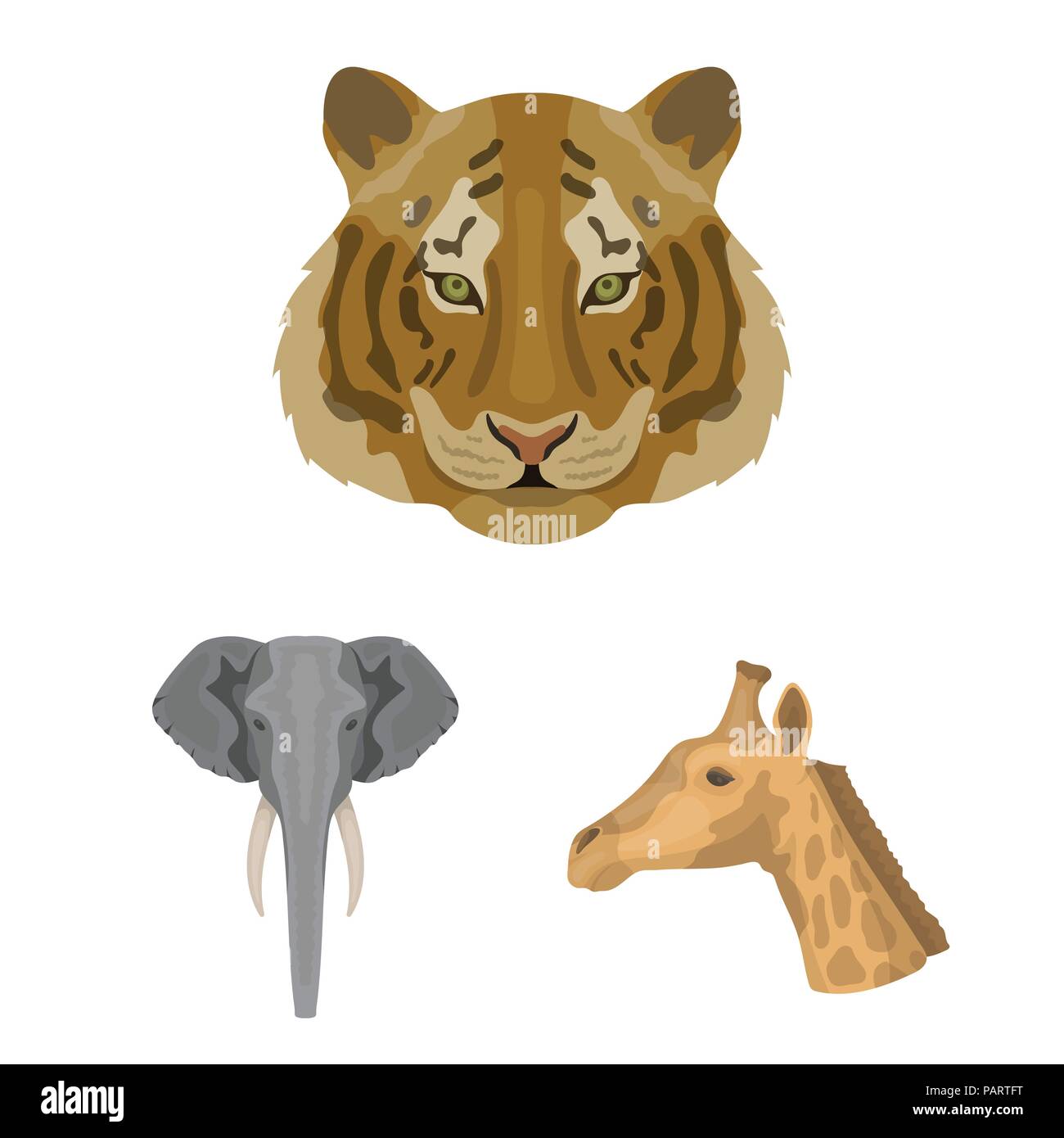 Wild animal cartoon icons in set collection for design. Mammal and bird ...