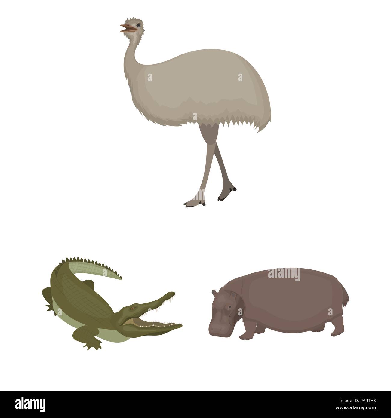 Different animals cartoon icons in set collection for design. Bird ...