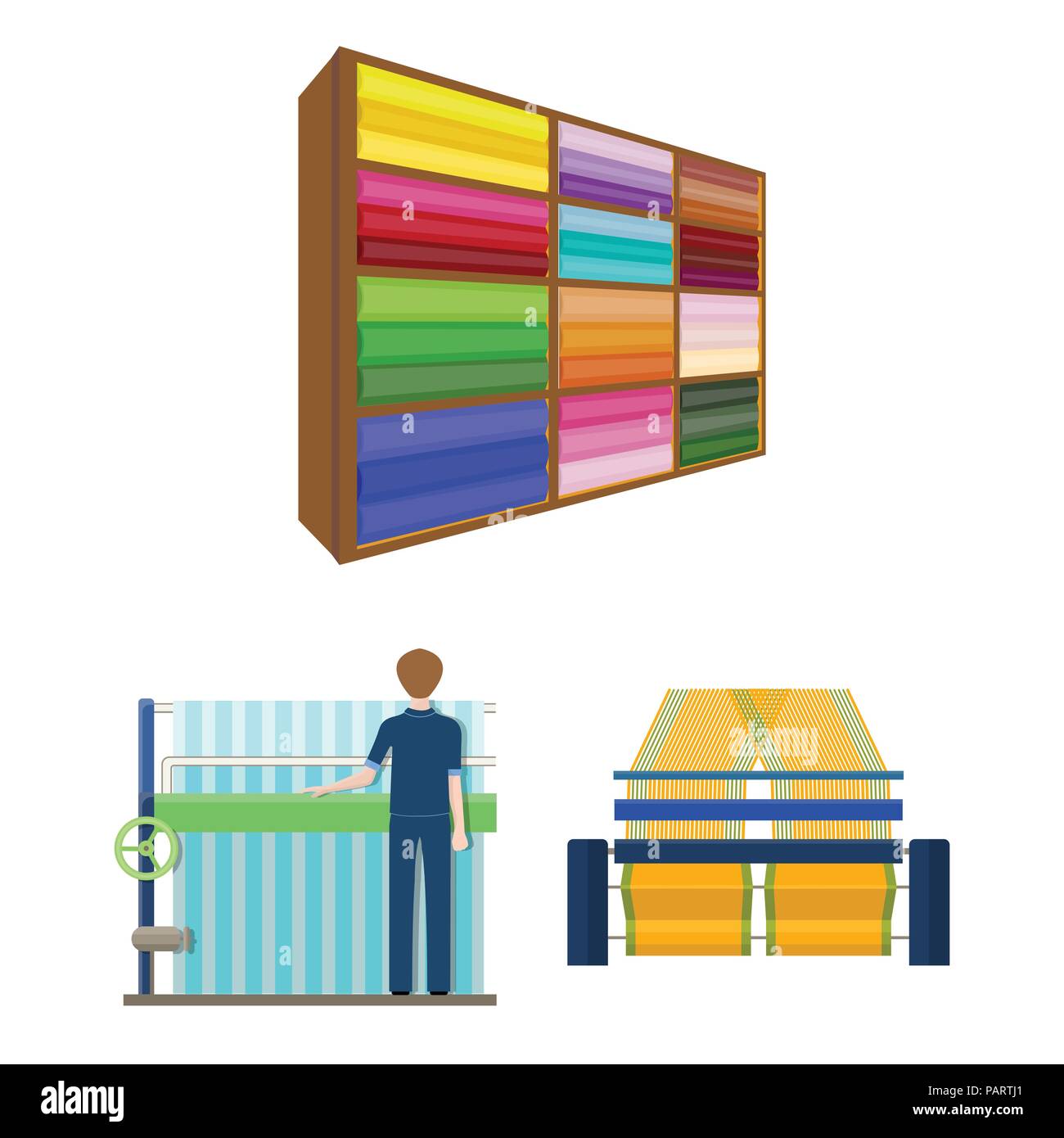 Textile industry cartoon icons in set collection for design.Textile ...