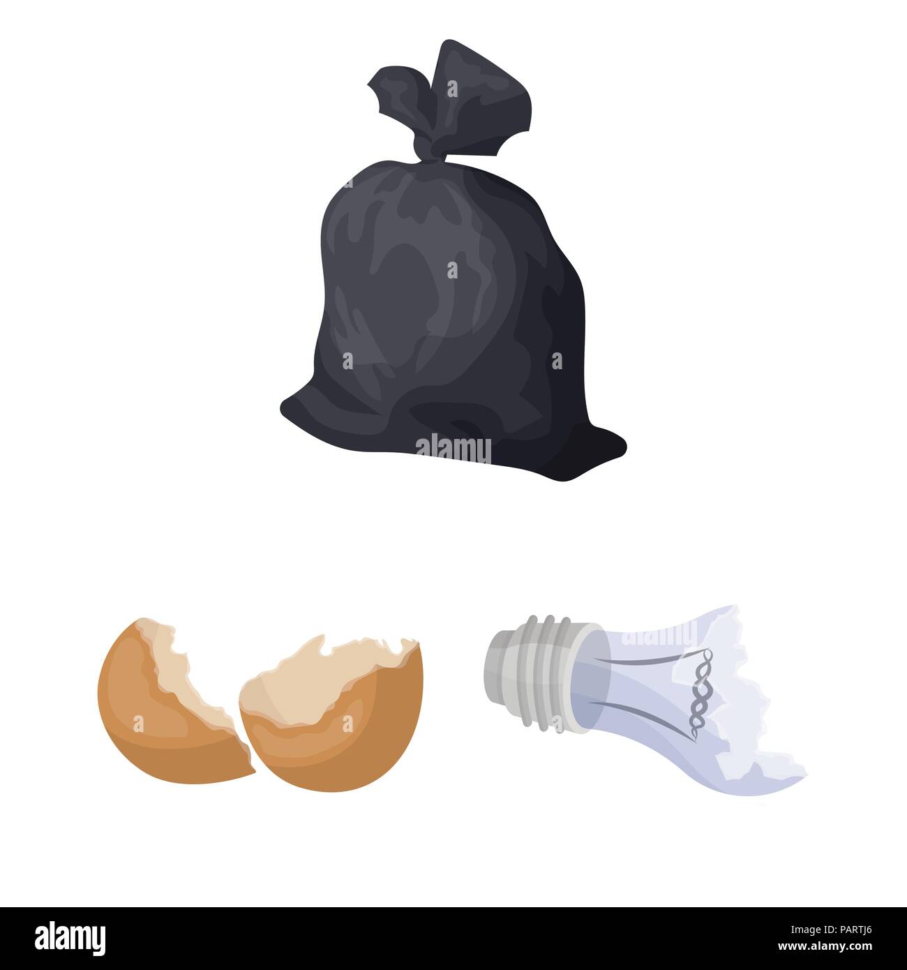 Garbage and waste cartoon icons in set collection for design. Cleaning ...