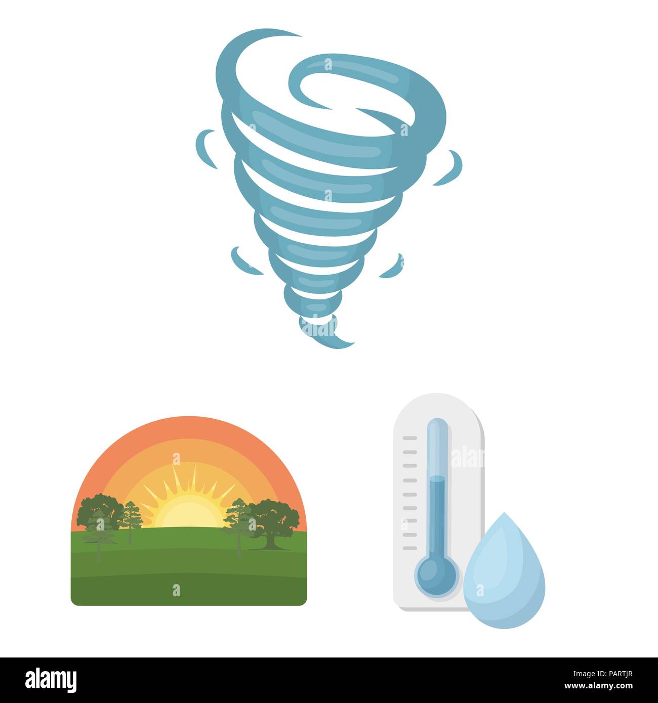 Different weather cartoon icons in set collection for design.Signs and ...