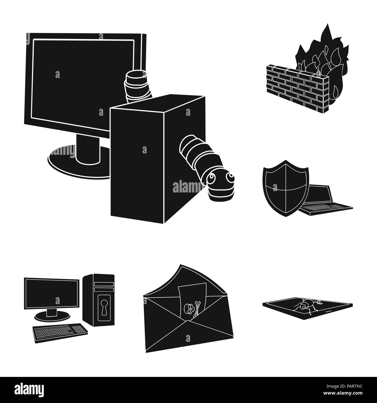 Hacker and hacking black icons in set collection for design. Hacker and ...