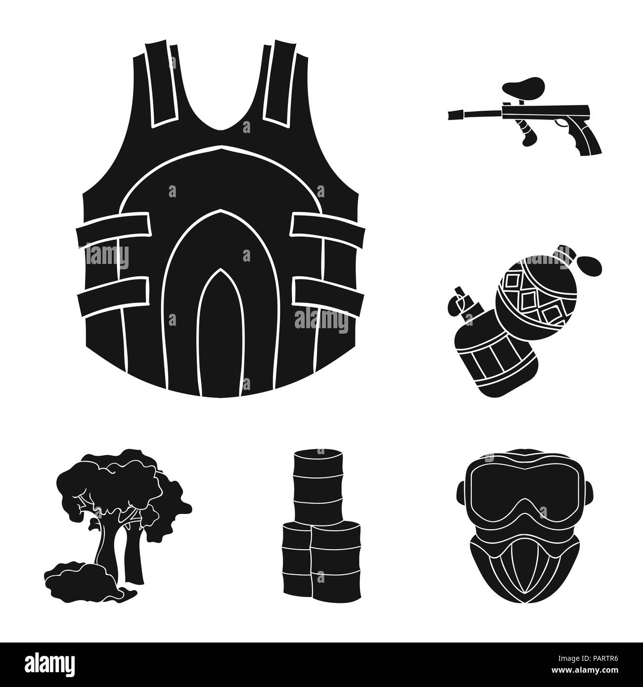 Paintball, team game black icons in set collection for design ...