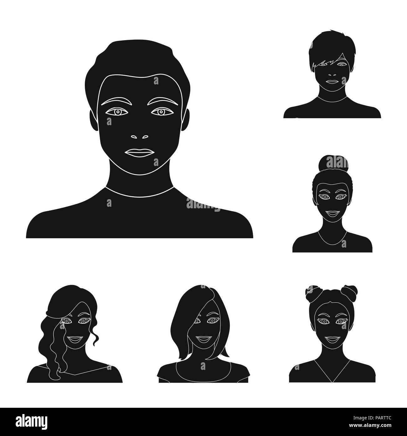 Avatar and face black icons in set collection for design. A person ...