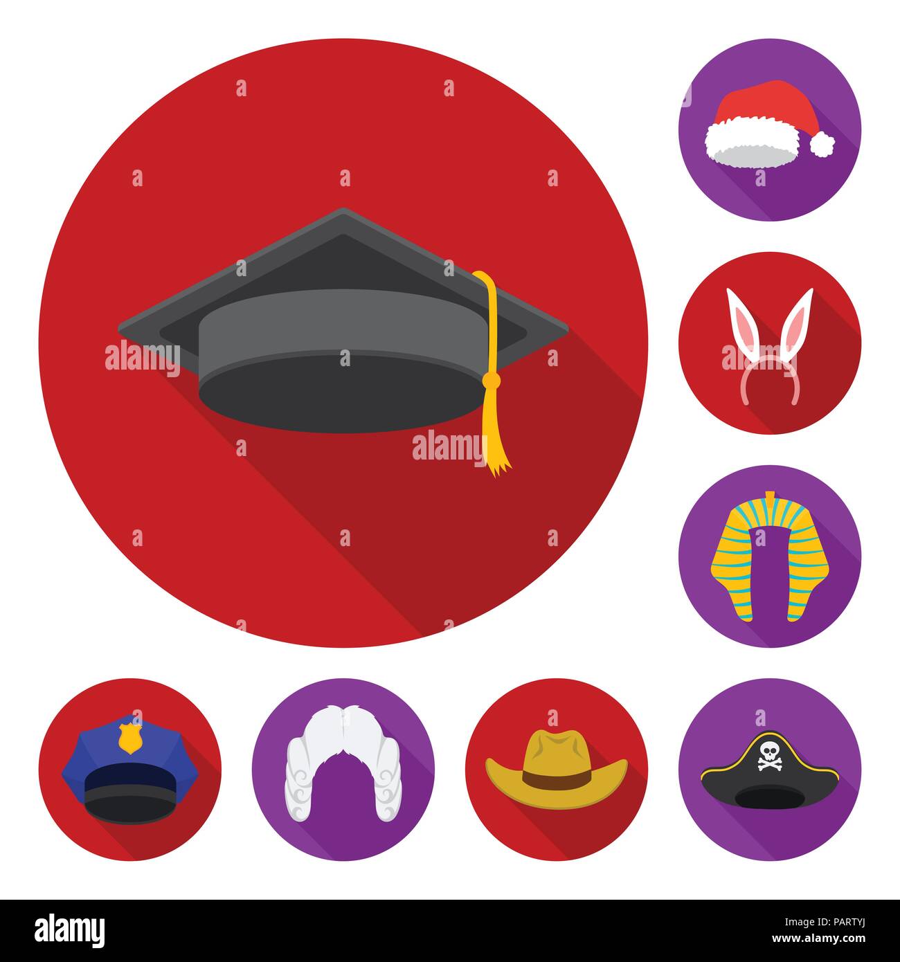 Different kinds of hats flat icons in set collection for design ...