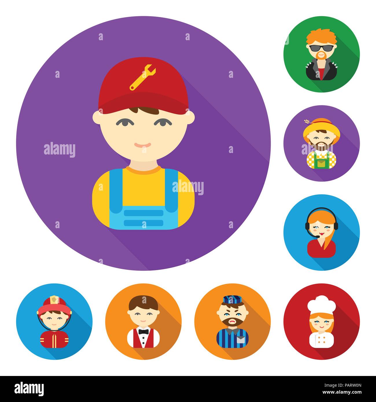 People of different professions flat icons in set collection for design ...