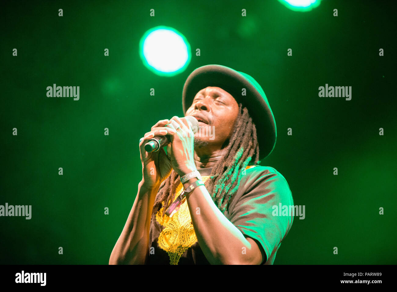 Daara J Family perform during the 17th Colours of Ostrava music festival in Dolni Vitkovice ...