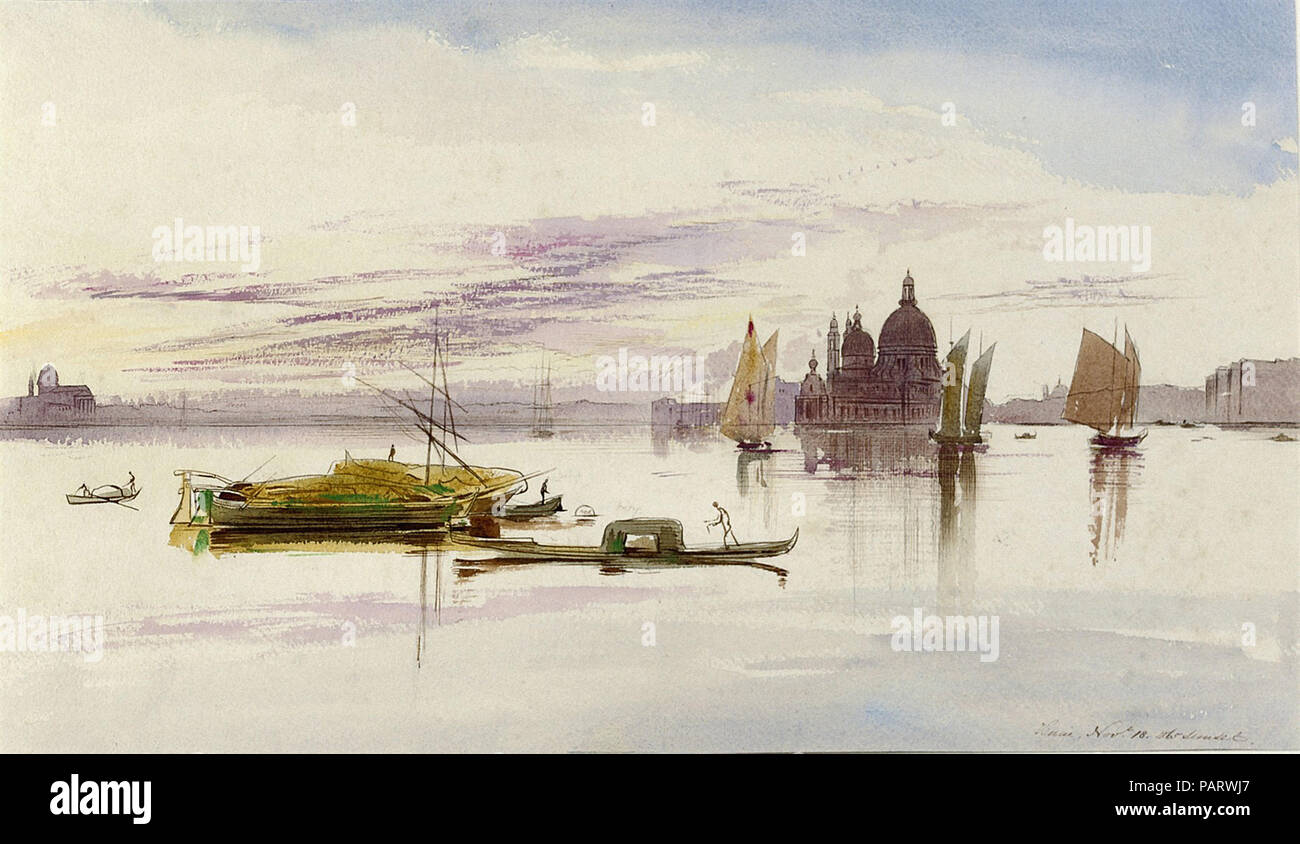 Lear Edward - Santa Maria Della Salute from the Lagoon Sunset Stock ...