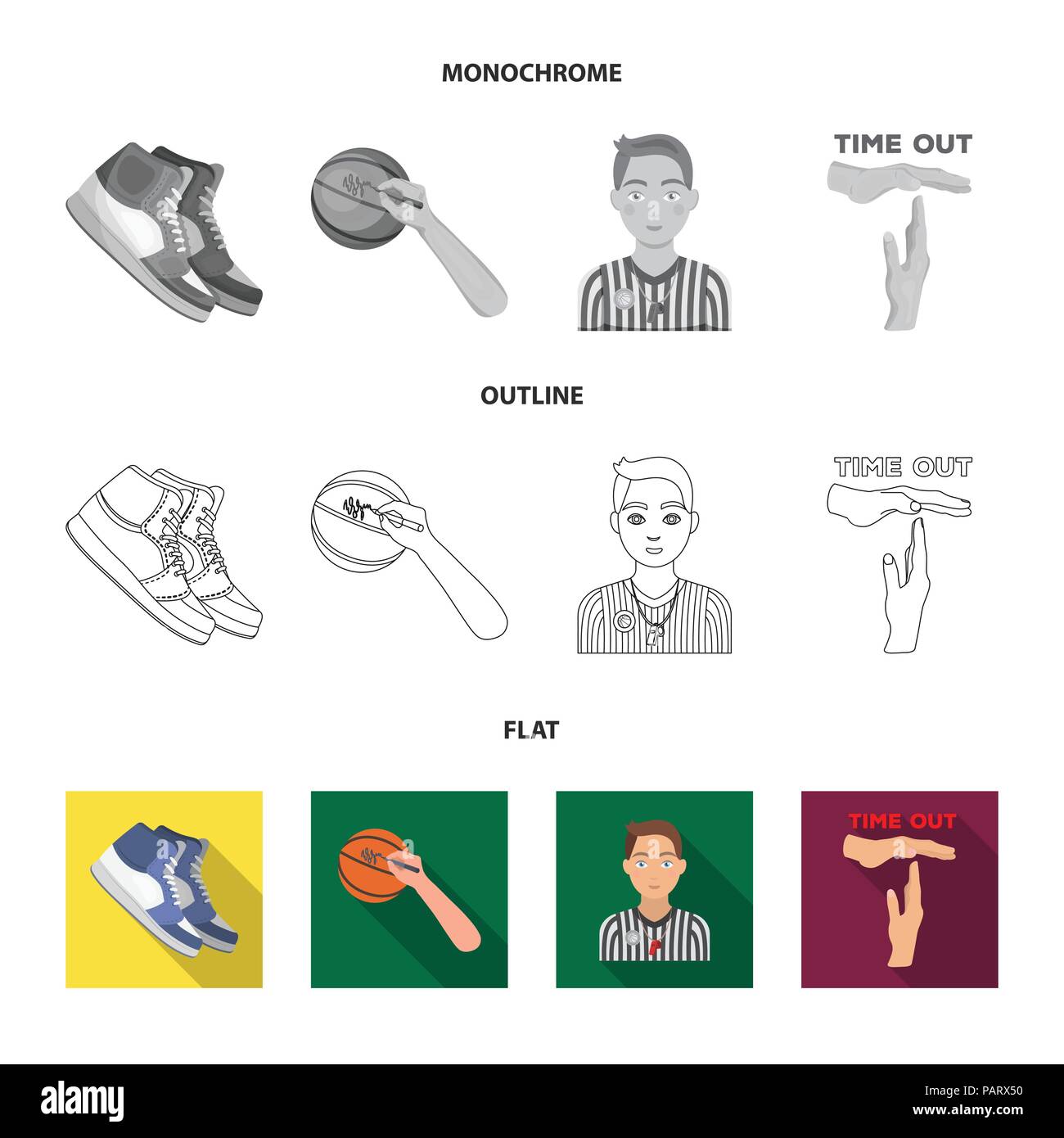 Basketball and attributes flat,outline,monochrome icons in set ...