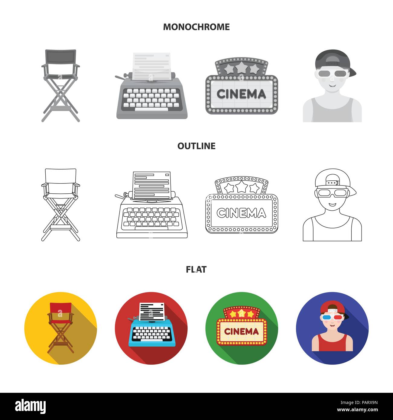 Award Oscar, movie screen, 3D glasses. Films and film set collection ...