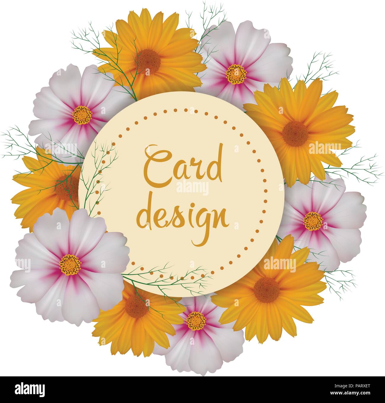Floral card design. Round invitation. Vector illustration Stock Vector ...
