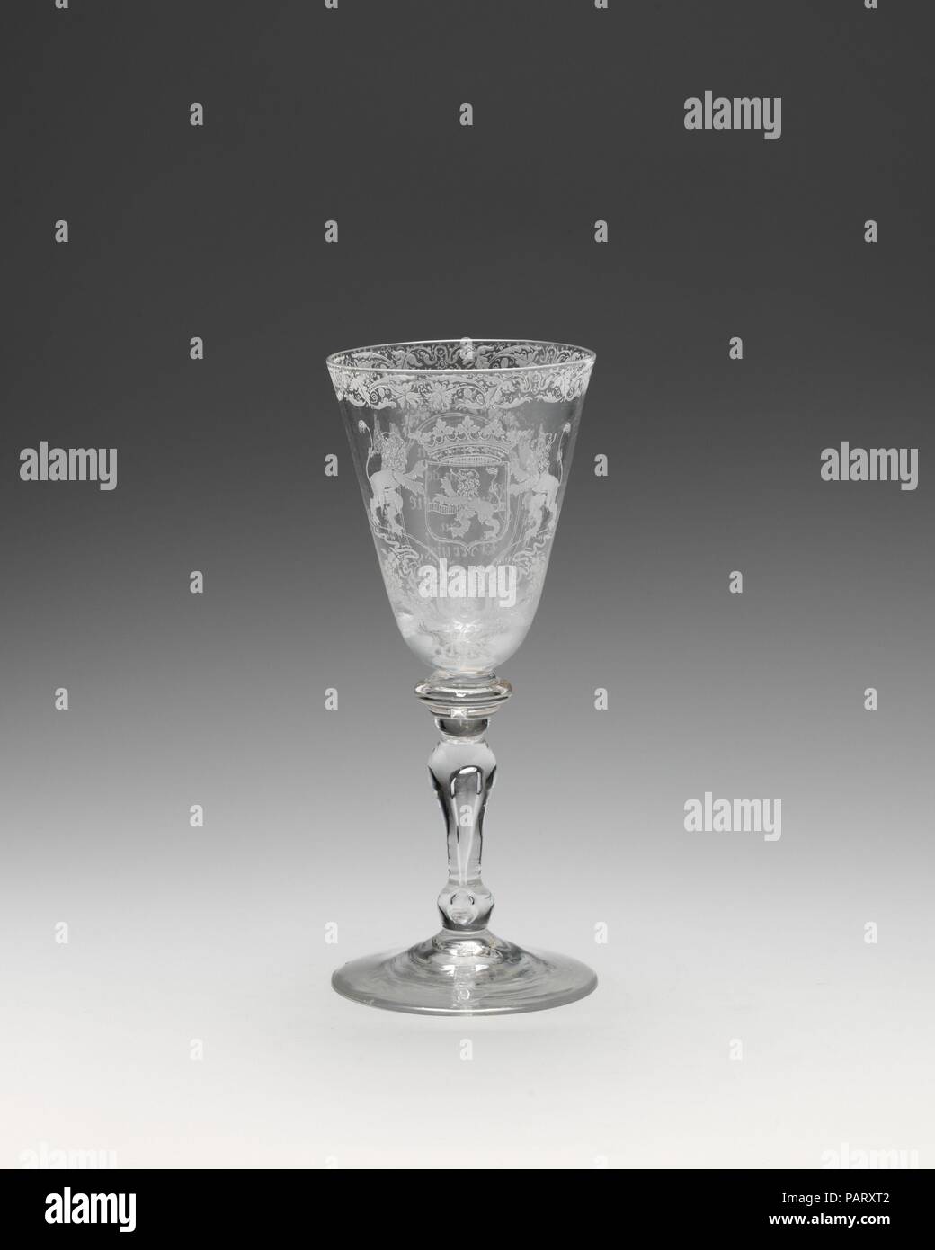 Wineglass with arms of the Province of Overyssel. Culture: British ...