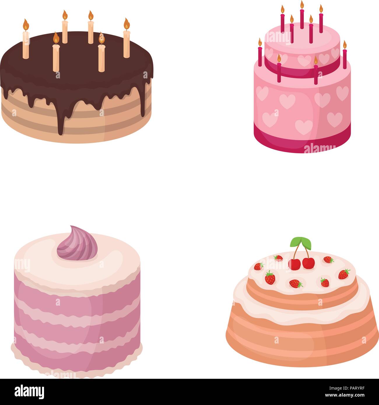 Sweetness, dessert, cream, treacle .Cakes country set collection icons ...