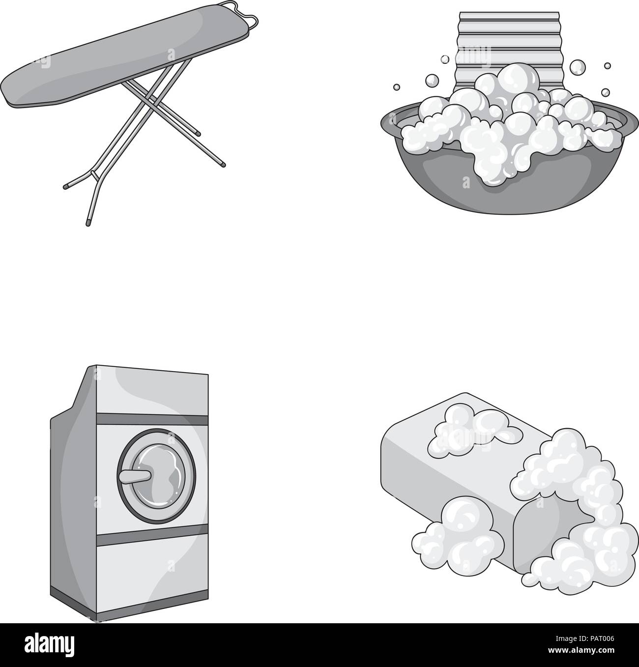 Dry cleaning equipment cartoon icons in set collection for design ...