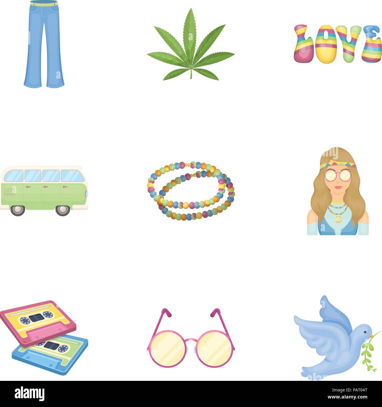 Happy and attribute cartoon icons in set collection for design. Happy ...