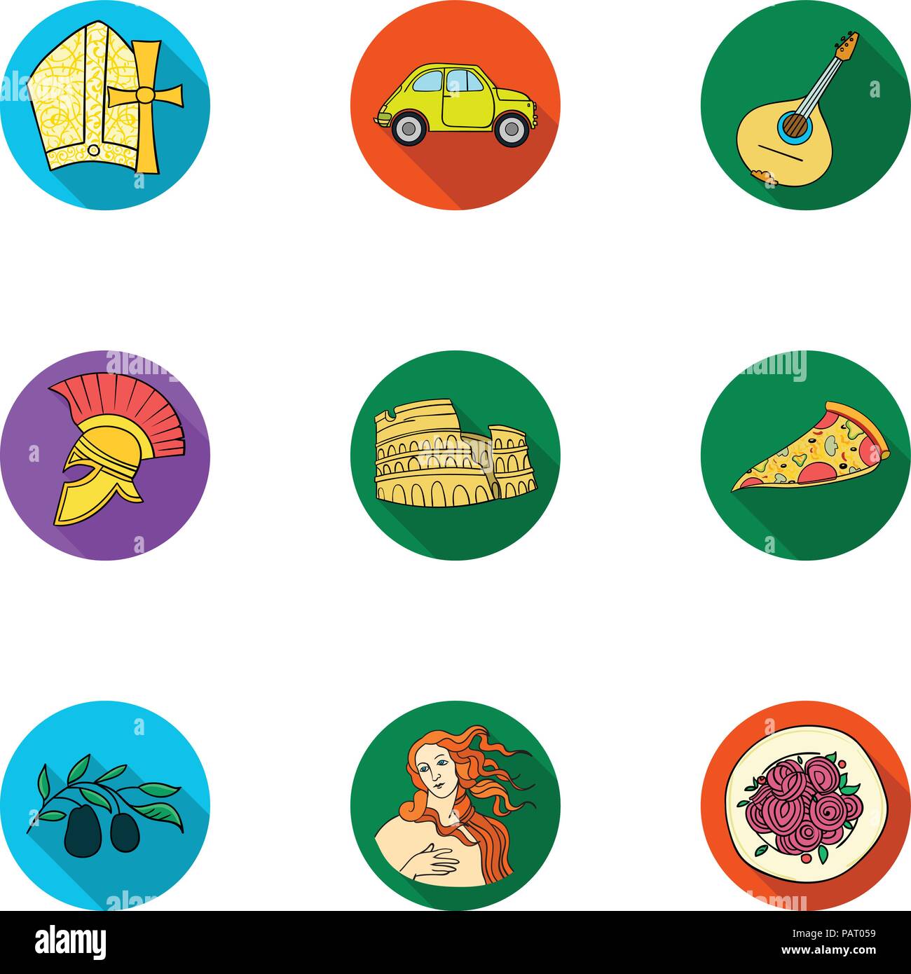 Italy country set icons in flat design. Big collection of Italy country ...