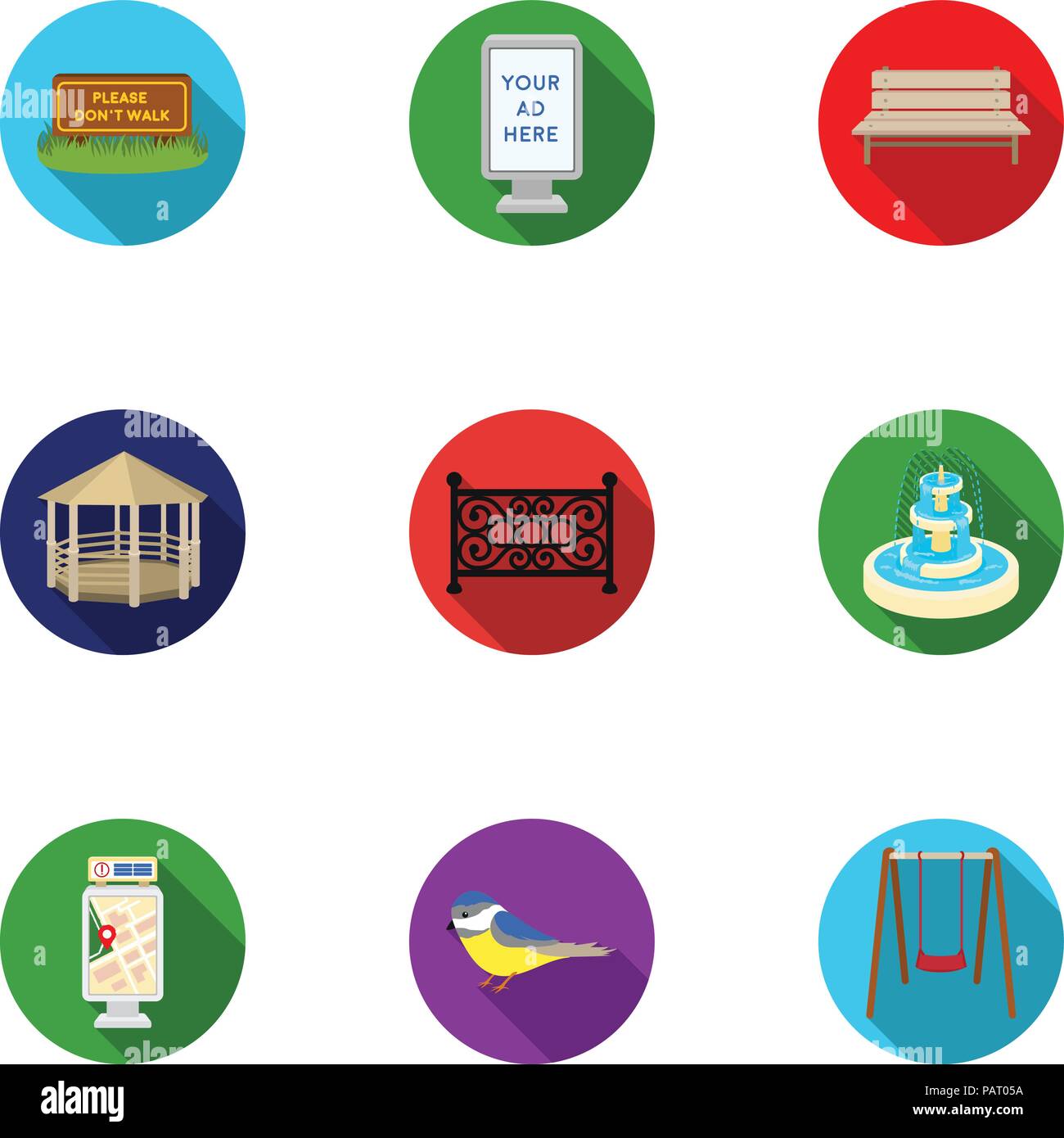 Park set icons in flat style. Big collection of park vector symbol ...