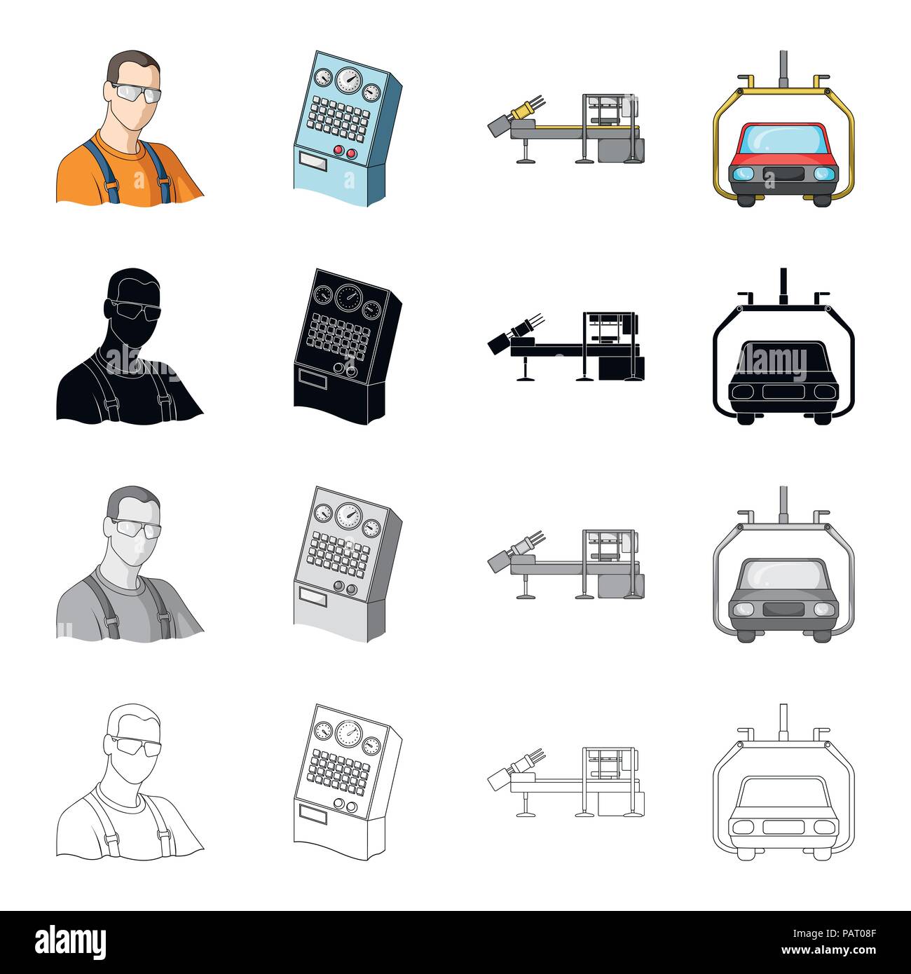 Equipment and machine cartoon icons in set collection for design ...