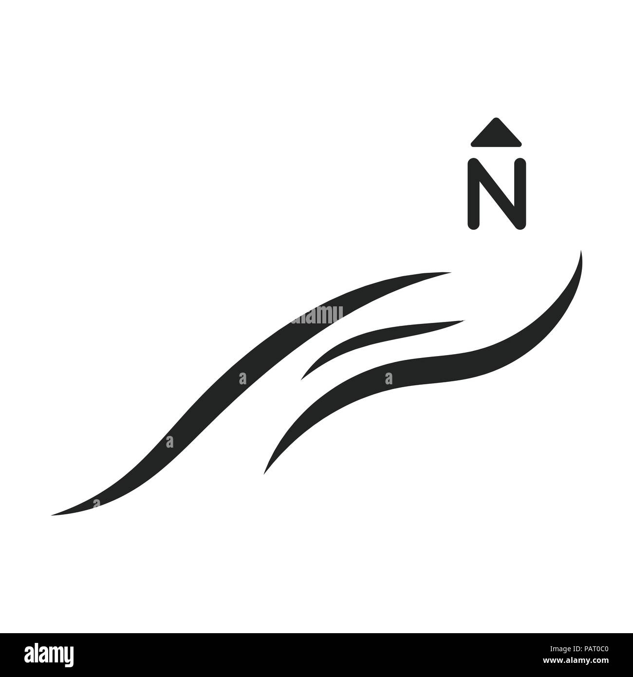 Northern wind icon in black style isolated on white background. Weather ...