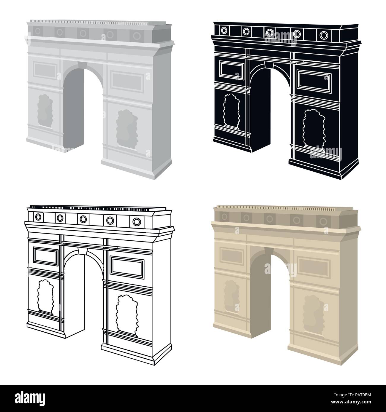 Arc de Triomphe in Paris. Arch Building single icon in cartoon style ...