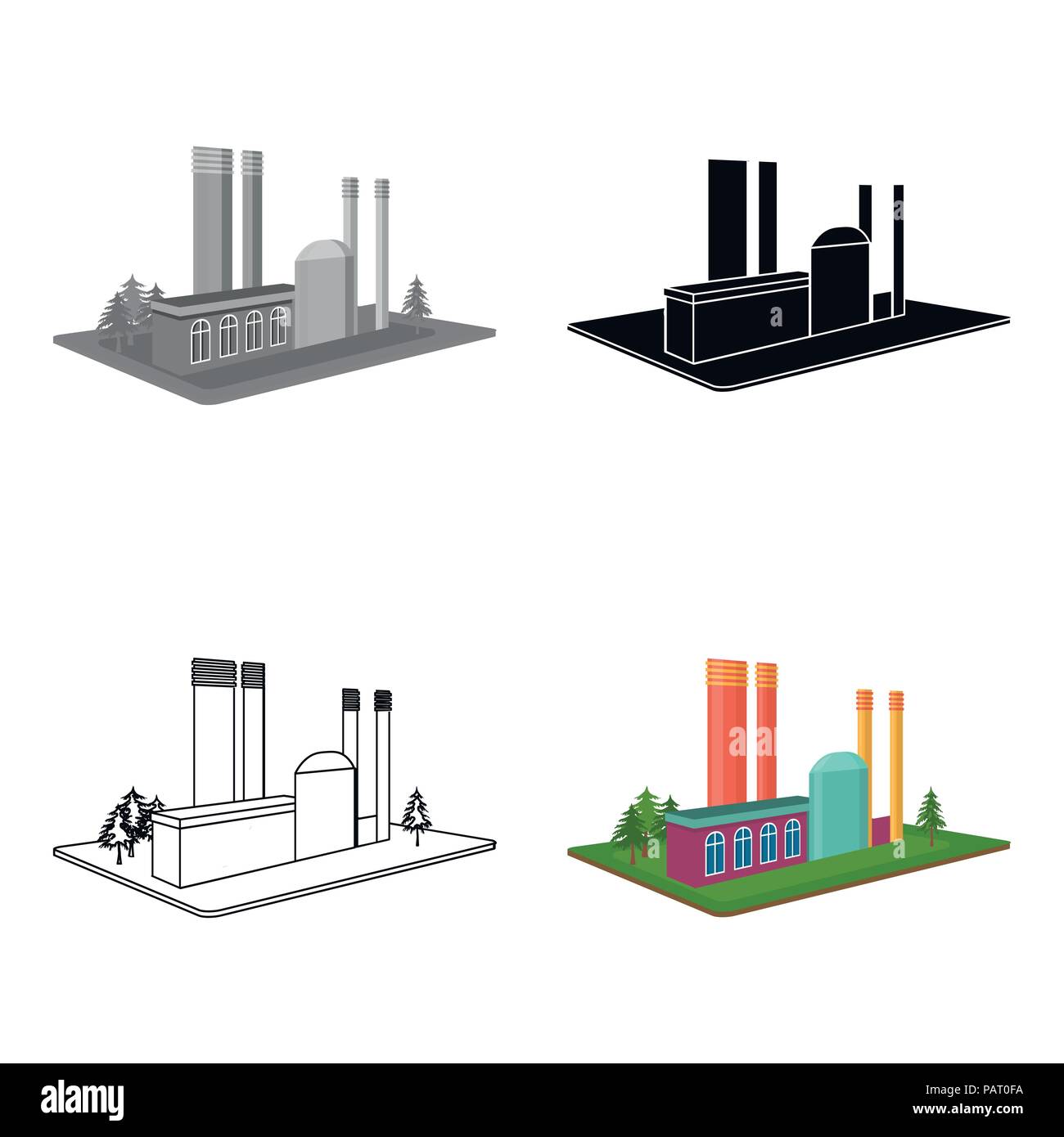 Processing factory. Factory and industry single icon in cartoon style ...