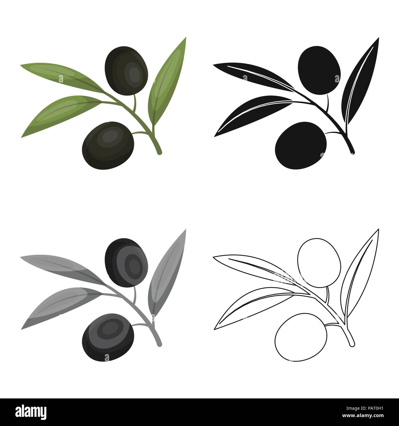 Branch of olives icon in cartoon design isolated on white background ...