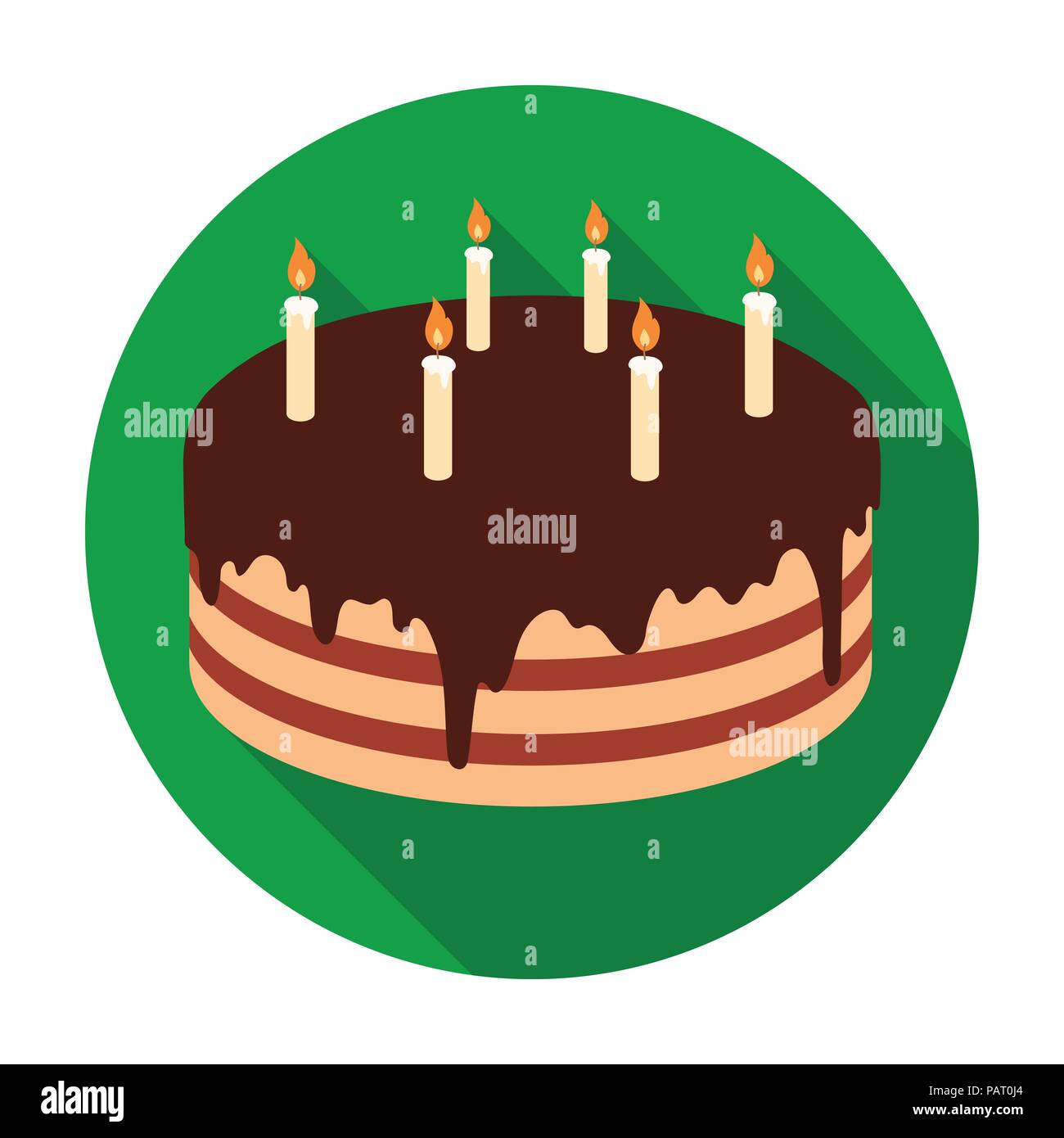 Chocolate cake icon in flat design isolated on white background. Cakes ...