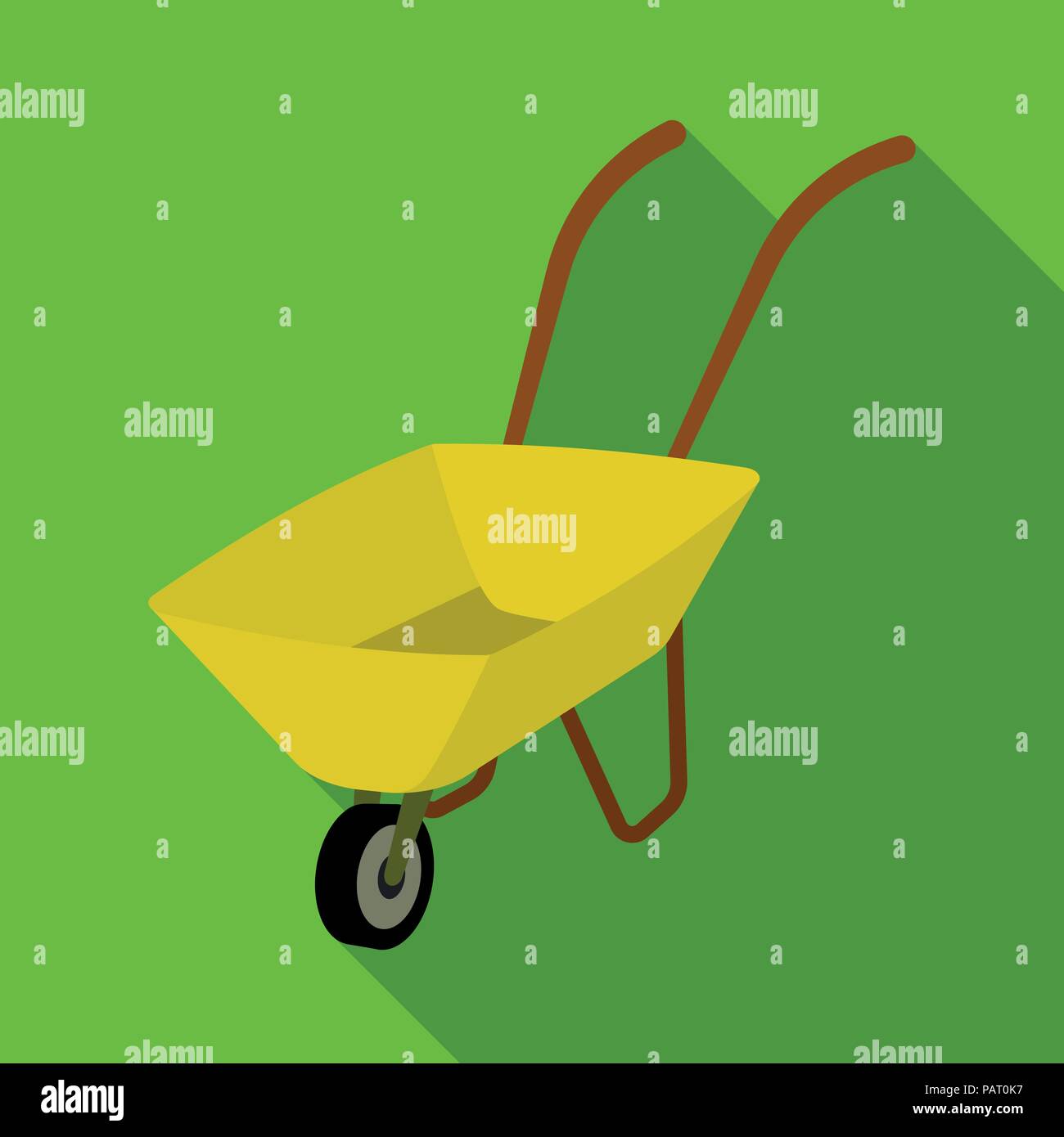 Green cart with wheel and handles. The means of transportation of small ...