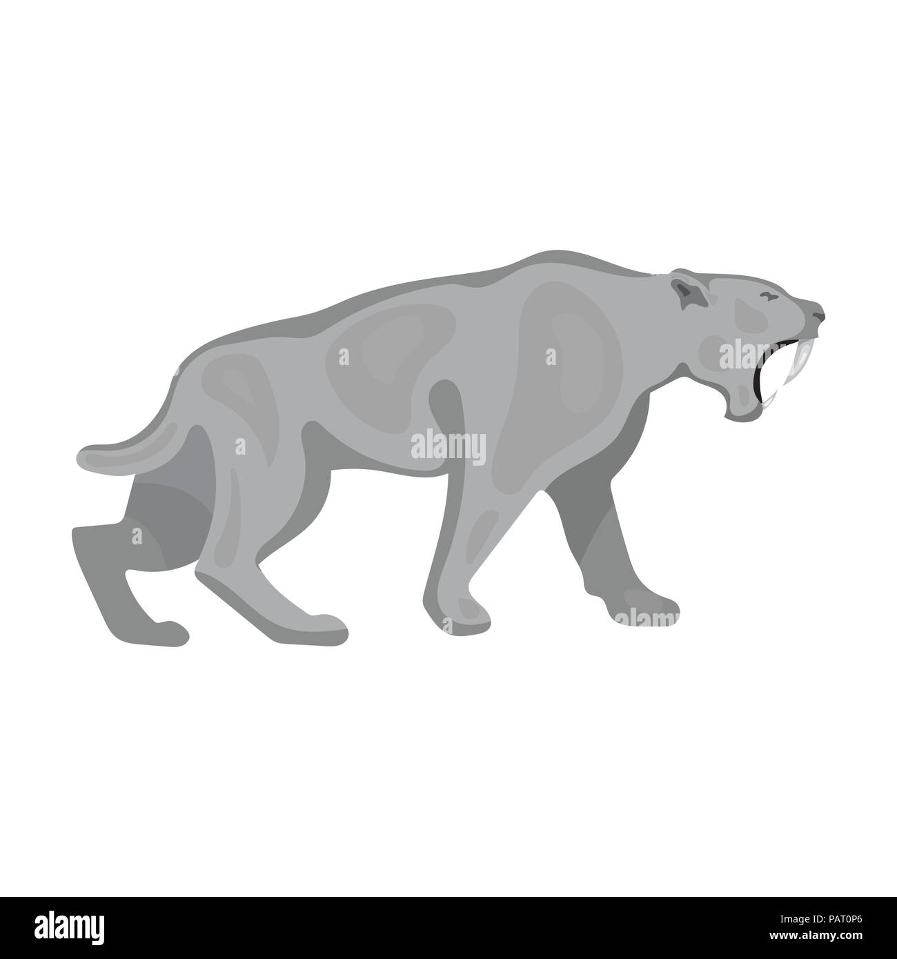 Saber-toothed tiger icon in monochrome style isolated on white ...