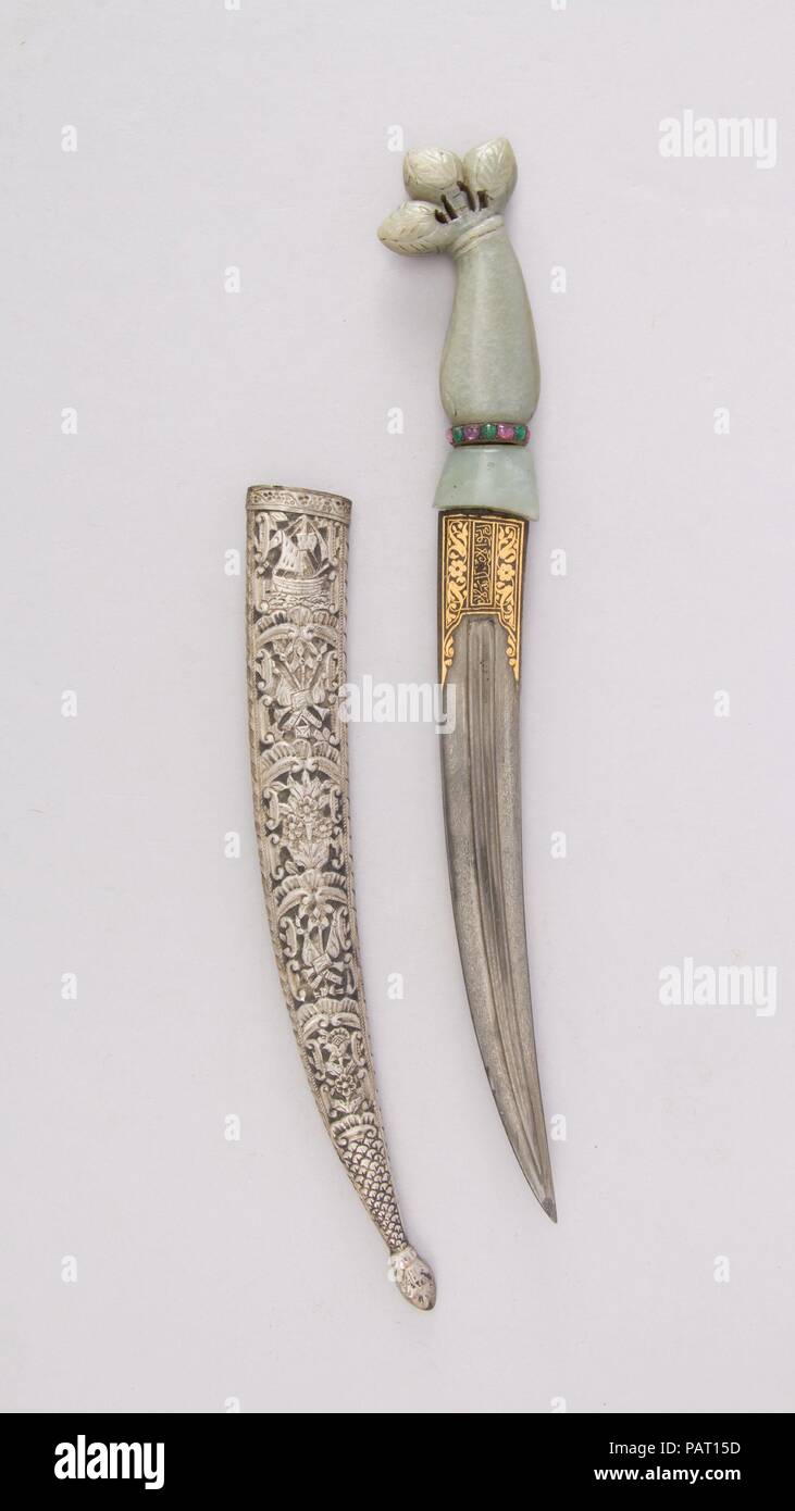 Knife with Sheath. Culture: Hilt, Indian, Mughal; blade, Turkish ...