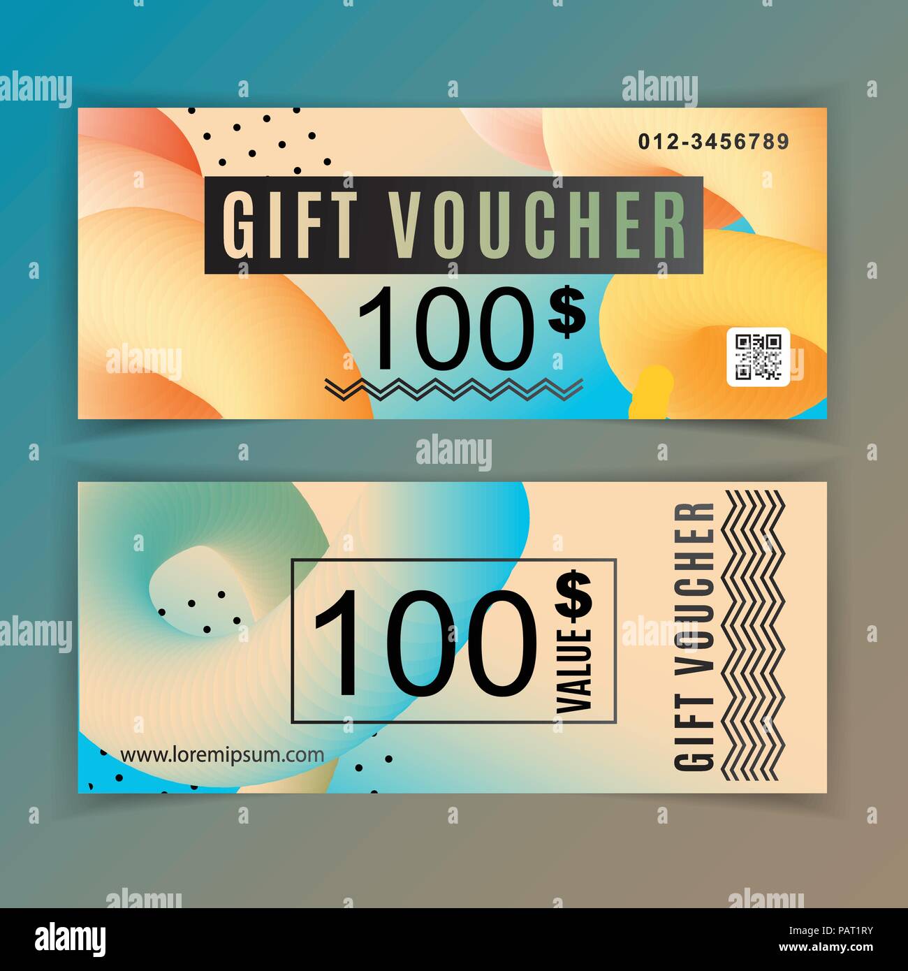 Vector gift voucher template. Universal flyer orange blue design ...