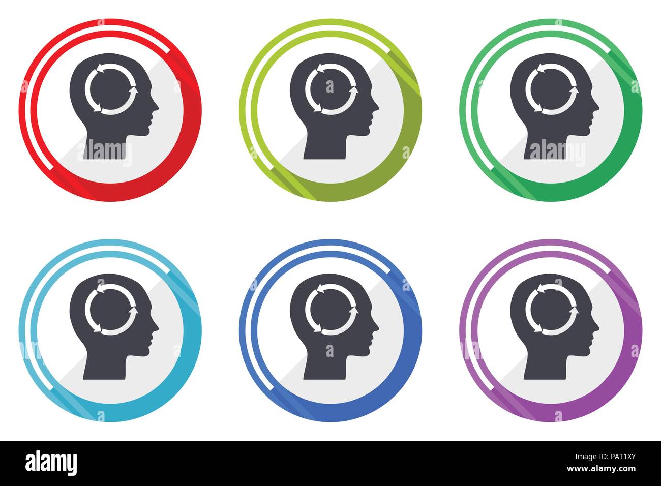 Head vector icon set. Colorful flat design web icons on white ...