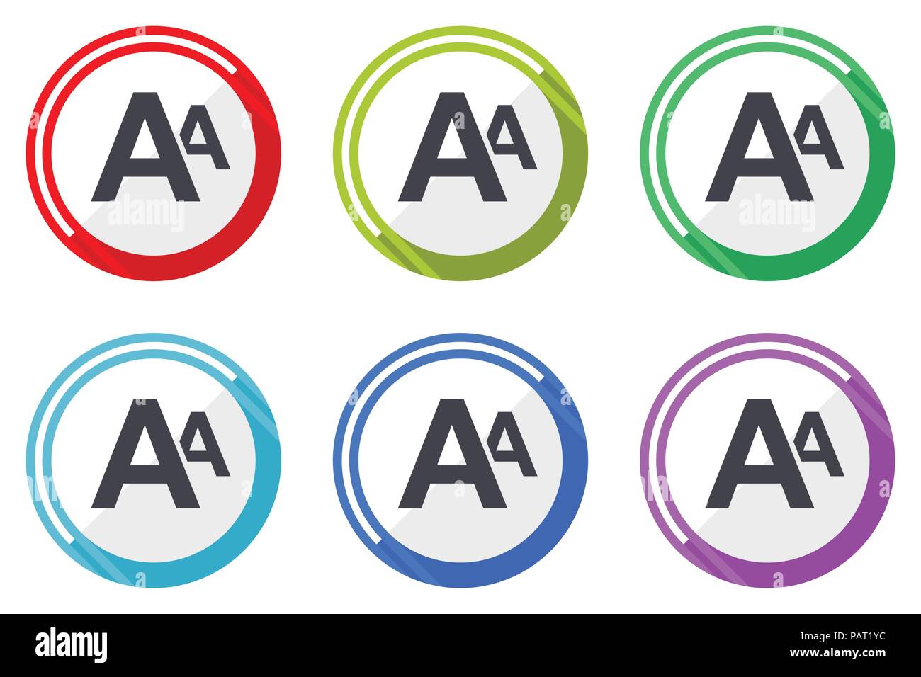 Alphabet vector icon set. Colorful flat design web icons on white ...